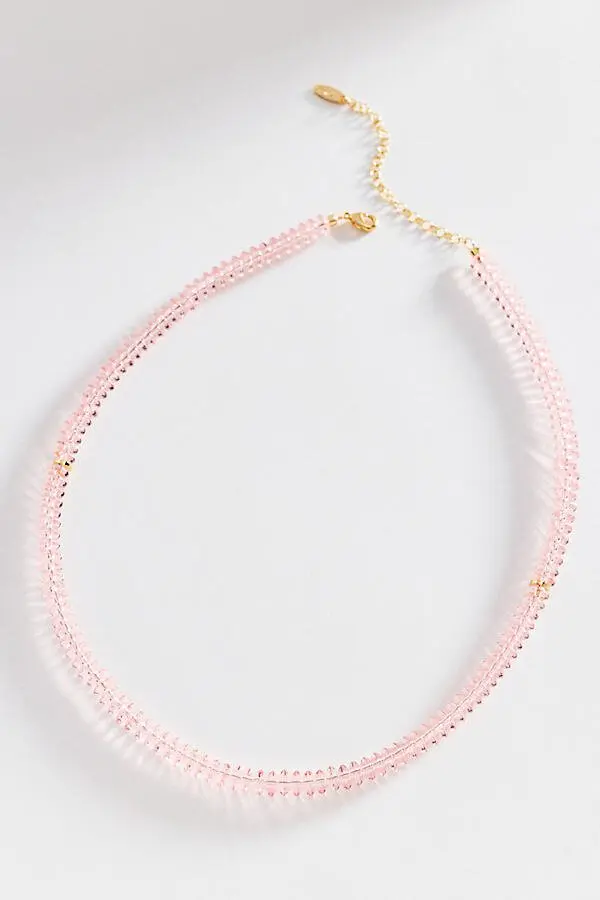 Anthropologie Beaded Necklace - Blush Pink