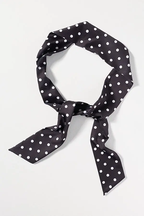 Anthropologie Polka Dot Hair Scarf - Black & White
