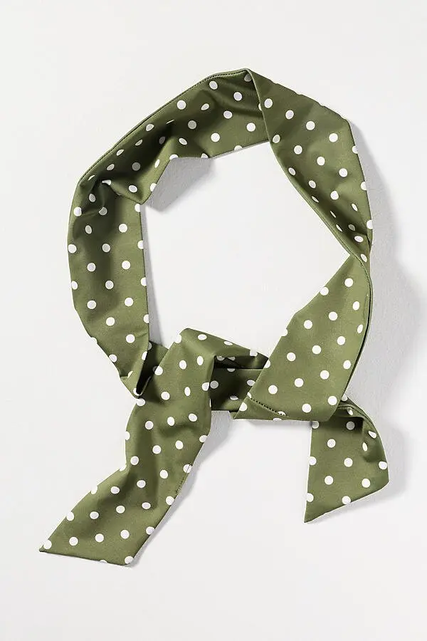 Anthropologie Polka Dot Hair Scarf - Green & White