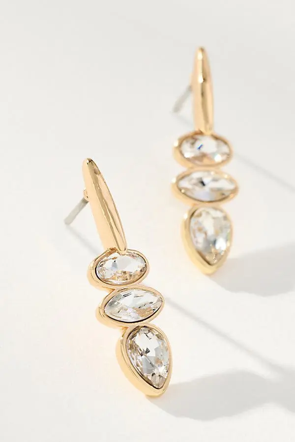 Anthropologie Mixed Crystal Drop Earrings - Clear
