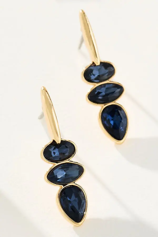 Anthropologie Mixed Crystal Drop Earrings - Sapphire