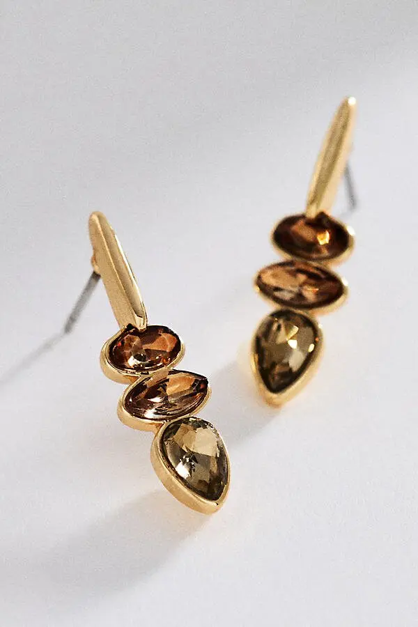 Anthropologie Mixed Crystal Drop Earrings - Topaz