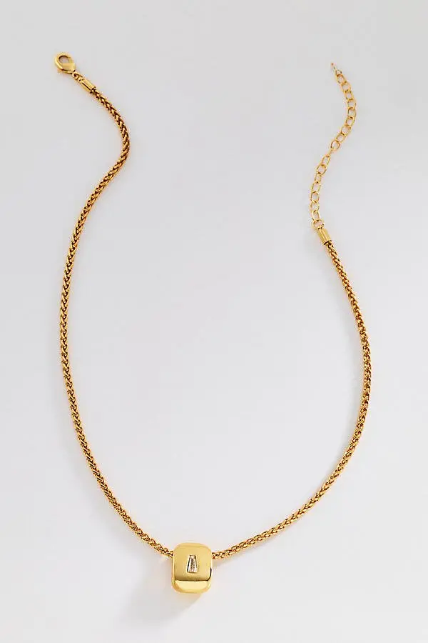 Anthropologie Pavé Crystal Pendant Necklace - Gold