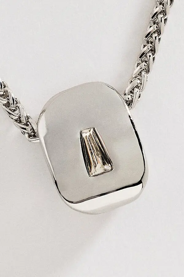 Anthropologie Pavé Crystal Pendant Necklace - Silver