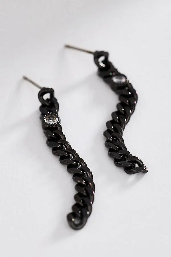 Anthropologie Linked Chain Drop Earrings - Gunmetal
