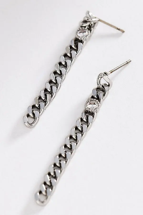 Anthropologie Linked Chain Drop Earrings - Silver