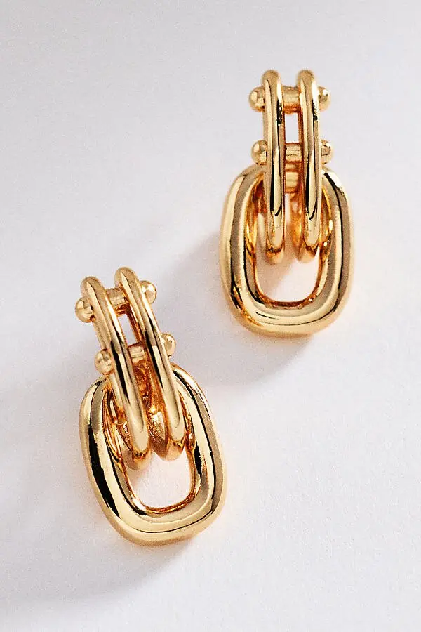 Anthropologie Linked Metal Earrings - Gold