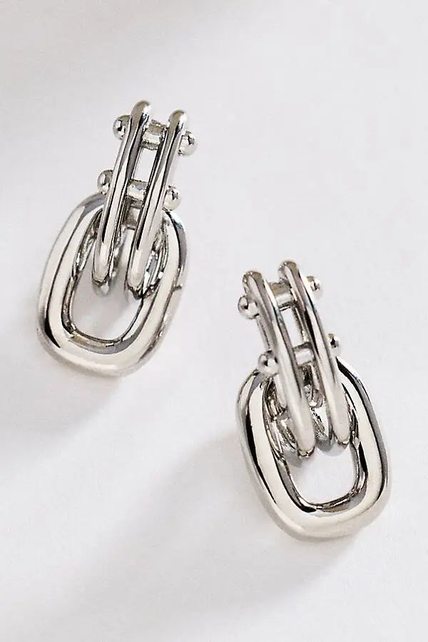 Anthropologie Linked Metal Earrings - Silver