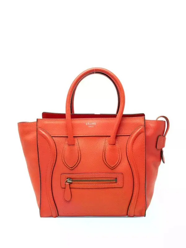 Celine 2013 Micro Leather Luggage Tote Bag - Orange