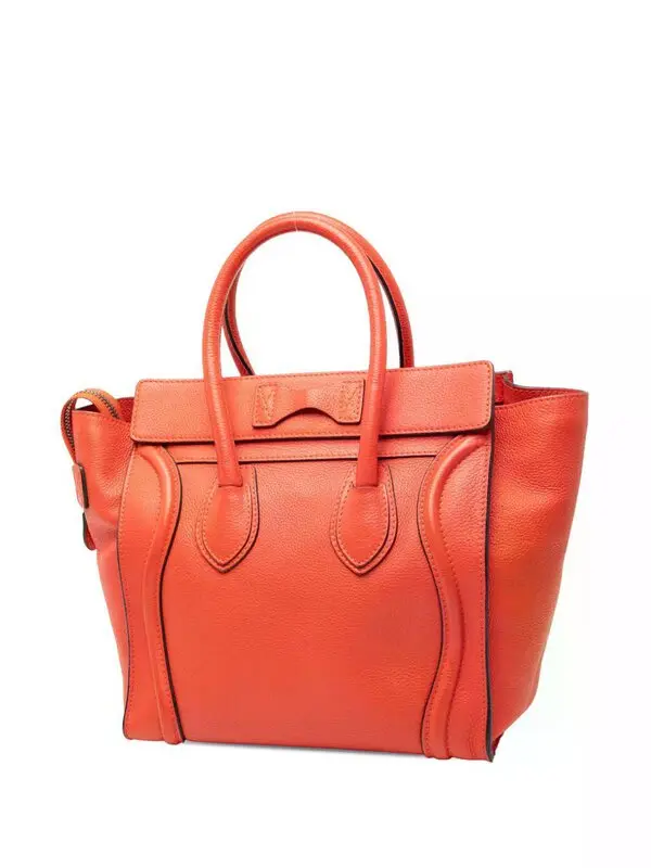 Celine 2013 Micro Leather Luggage Tote Bag - Orange