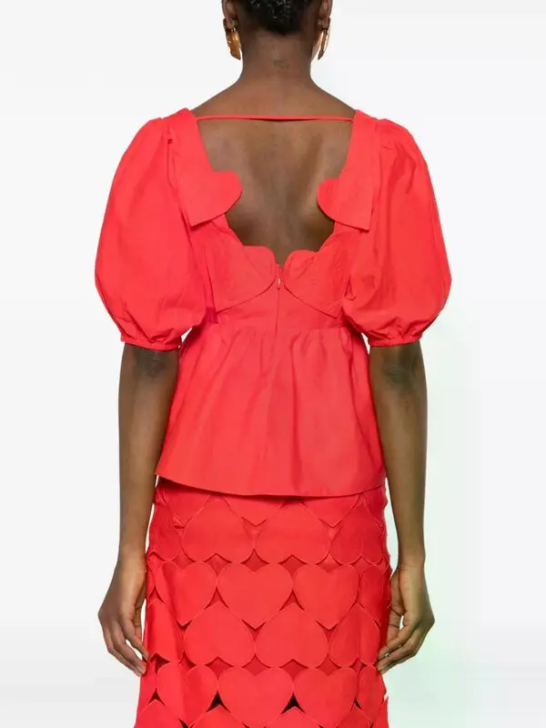 Farm Rio Heart Puff-sleeve Blouse