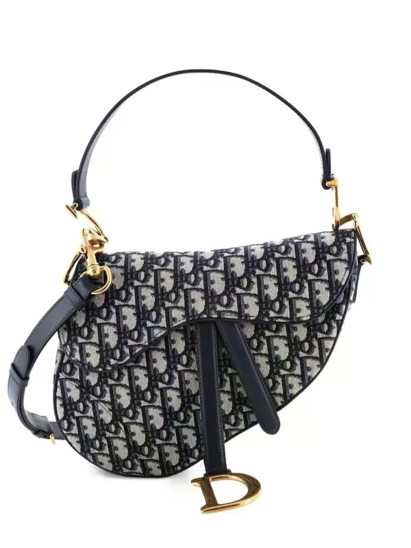 Dior Saddle Oblique Canvas Medium Shoulder Bag - Blue