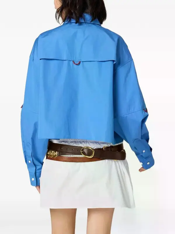 Miu Miu Cropped Logo Embroidered Shirt