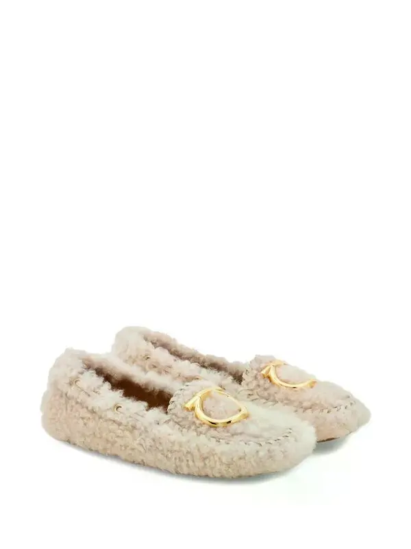 FERRAGAMO Gancini Shearling Loafers