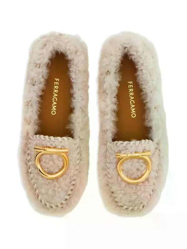 FERRAGAMO Gancini Shearling Loafers
