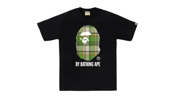 A BATHING APE Check Bathing Ape Tee Shirt - Black/green