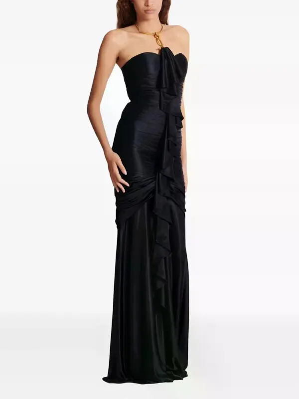 Balmain Long Draped Bustier Dress