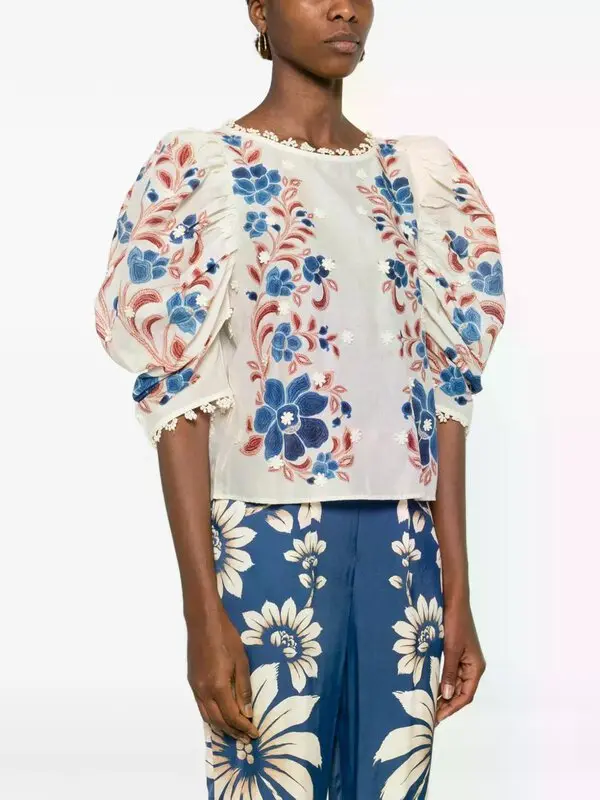 Farm Rio Floral Embroidered Blouse