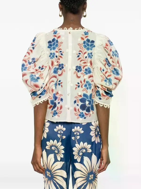 Farm Rio Floral Embroidered Blouse