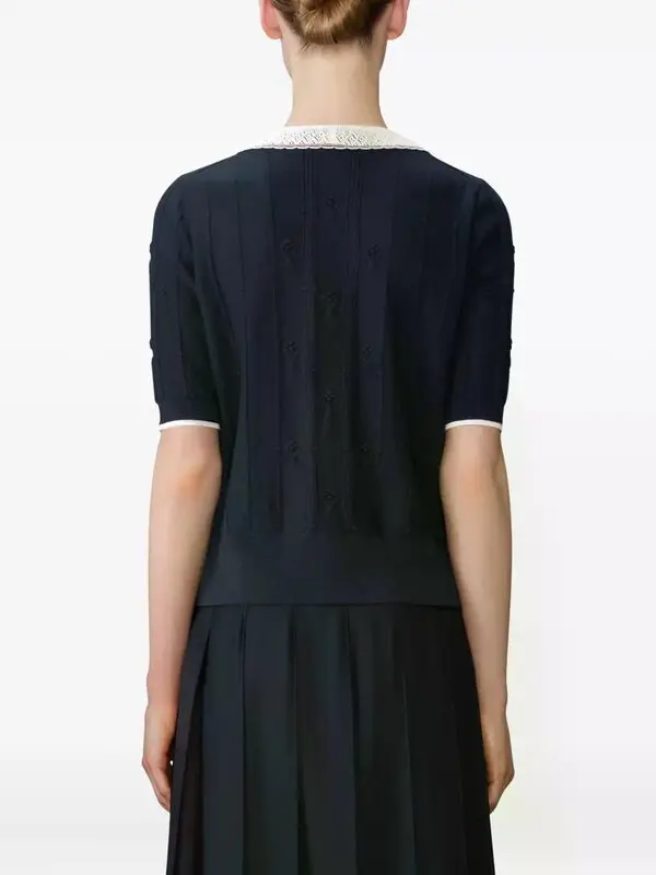 Thom Browne Lace-trimmed T-shirt - Blue