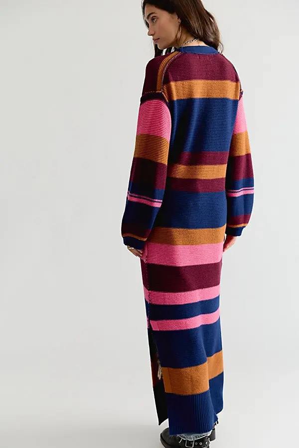Free People We The Free Color Study Maxi Cardigan - Navy Combo
