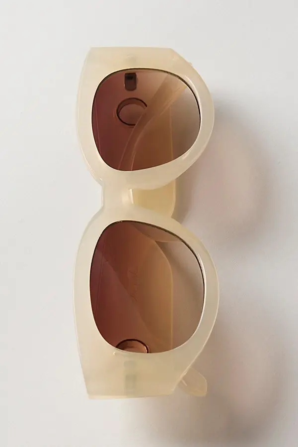 Free People Hailee Round Frame Sunglasses - Cream/mojito