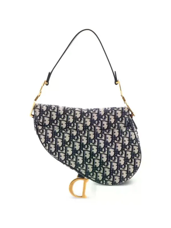 Dior Saddle Oblique Canvas Shoulder Bag - Blue