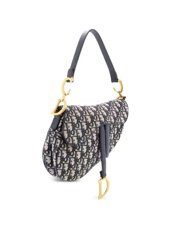 Dior Saddle Oblique Canvas Shoulder Bag - Blue