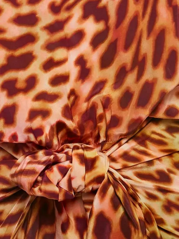 Stella McCartney Leopard Print Long Sleeve Tie-up Jumpsuit - Orange