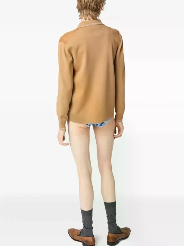 Miu Miu Suede And Knit Button-up Shirt - Brown
