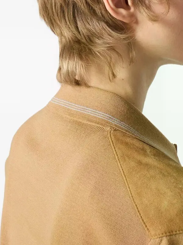Miu Miu Suede And Knit Button-up Shirt - Brown