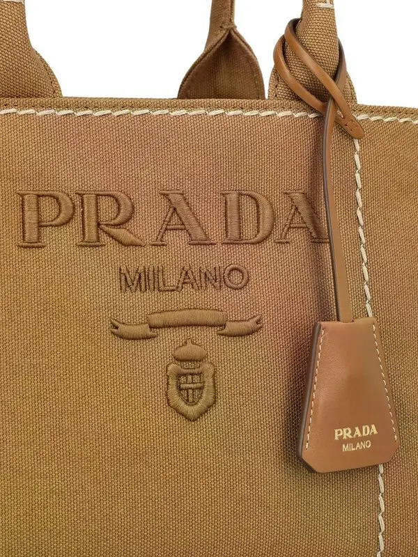 Prada Cotton Jardiniere Tote - Brown