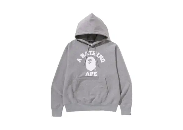 A BATHING APE Classic College Pullover Hoodie - Gray