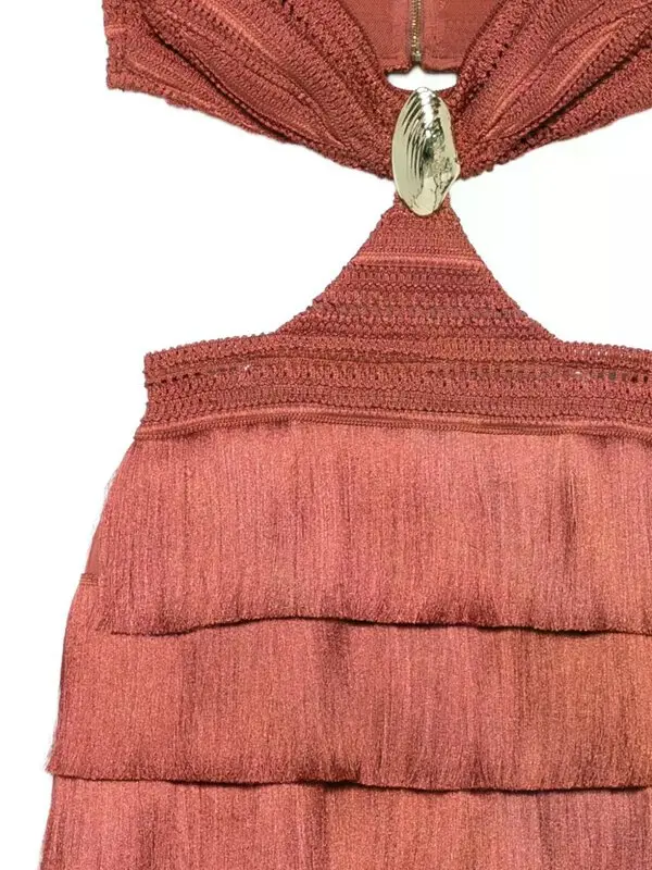 PatBO Cut-out Fringed Mini Dress - Brown