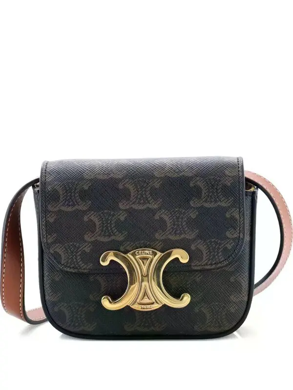 Celine Triomphe Coated Canvas Mini Shoulder Bag - Brown