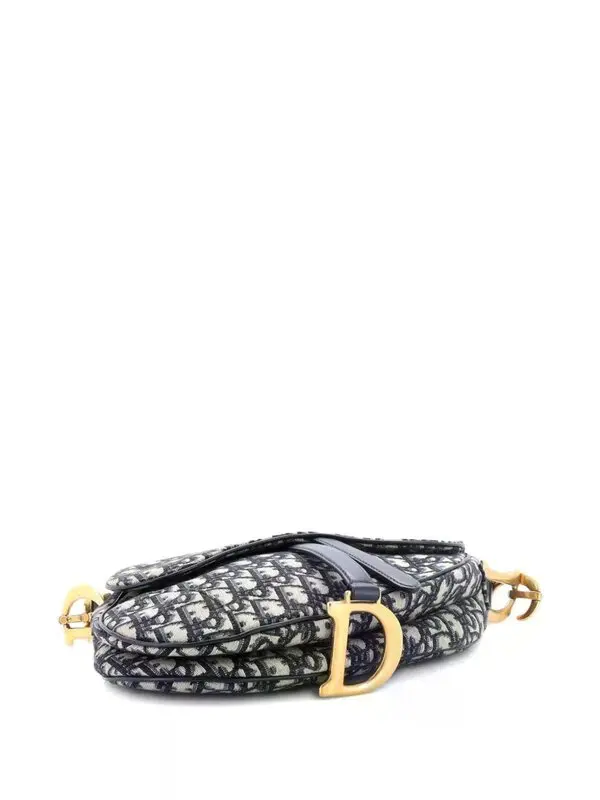 Dior Saddle Oblique Canvas Medium Shoulder Bag - Blue