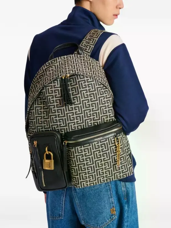 Balmain Pulse Monogram-jacquard Backpack - Black