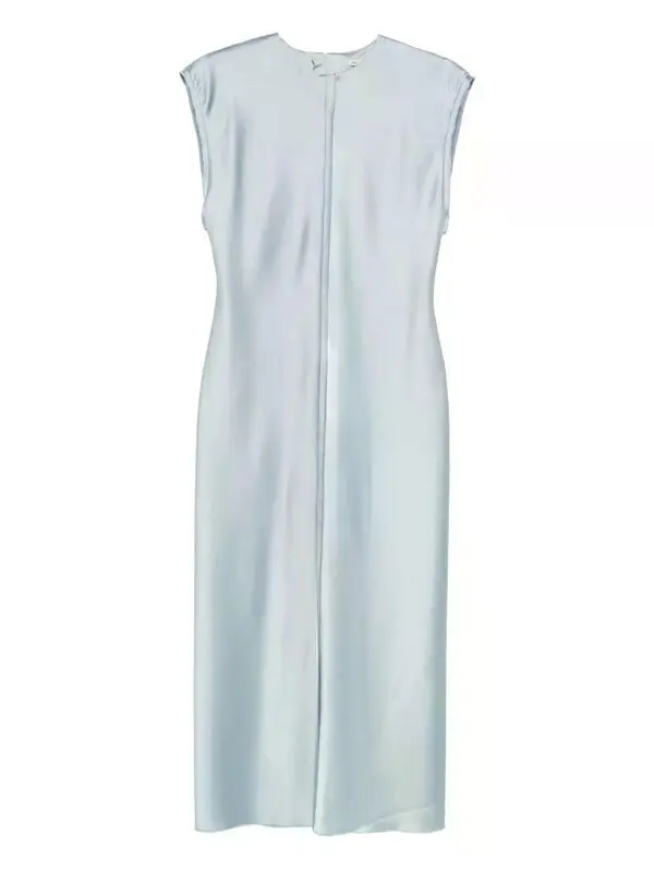 AMI Paris Frayed Midi Dress - Blue