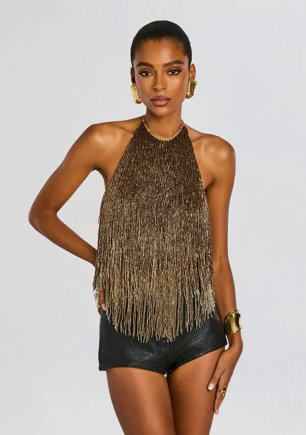 Retrofete Sable Fringe Top - Bronze/gold