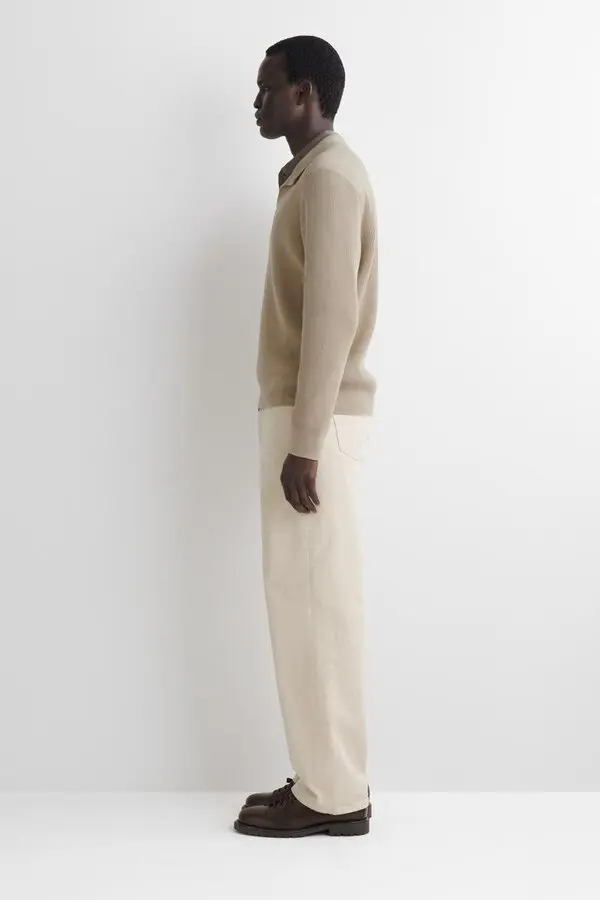 Cos Cotton Polo Sweater With Ribbed Collar And Cuffs