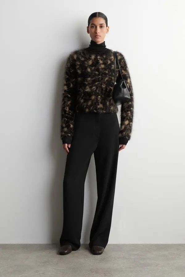 Cos Animal-jacquard Merino Wool Cardigan