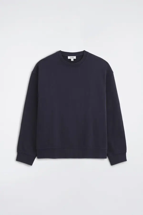 Cos Washed Organic Cotton Sweatshirt - Navy