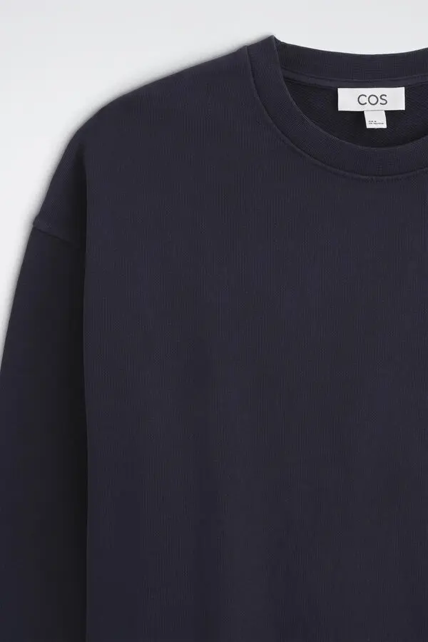 Cos Washed Organic Cotton Sweatshirt - Navy