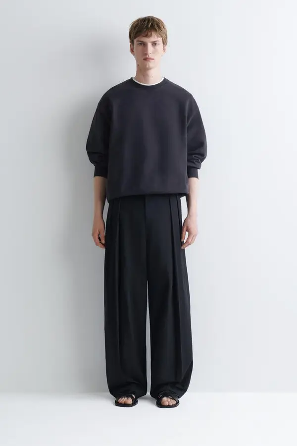 Cos Washed Organic Cotton Sweatshirt - Navy