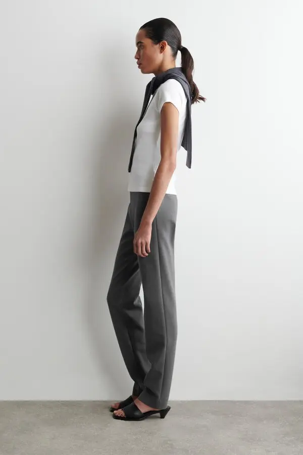 Cos Slim Straight-leg Tailored Pants - Gray