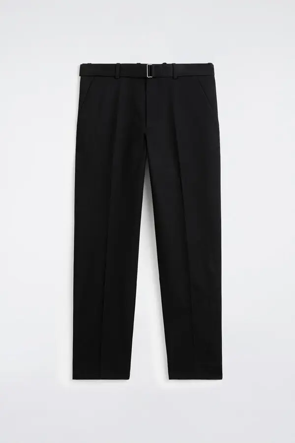 Cos Belted Cotton Twill Straight-leg Pants - Black