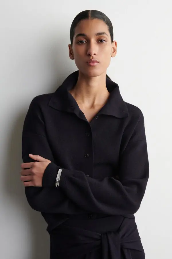 Cos Merino Wool Mock-neck Cardigan