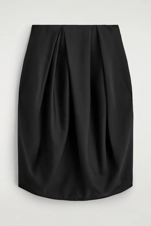 Cos Pleated Wool Midi Tulip Skirt - Black