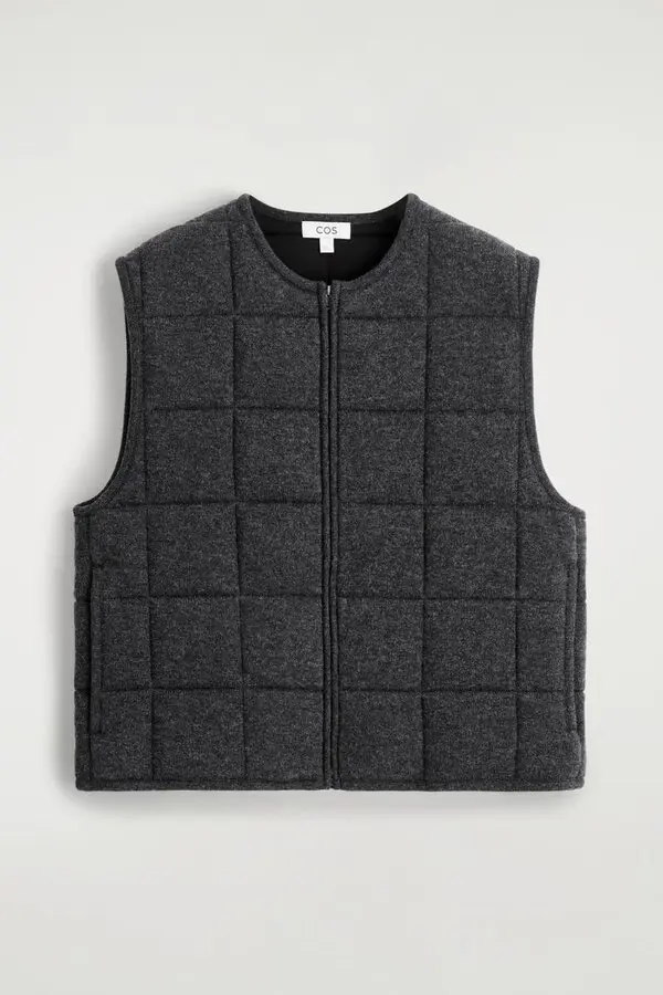 Cos Padded Quilted Knit Merino Wool Vest