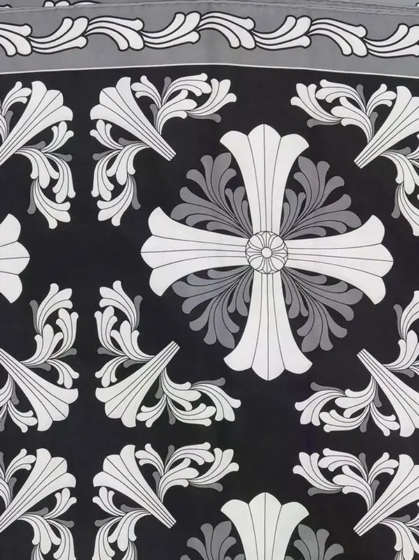 Chrome Hearts Floral Cross Silk Scarf - Black
